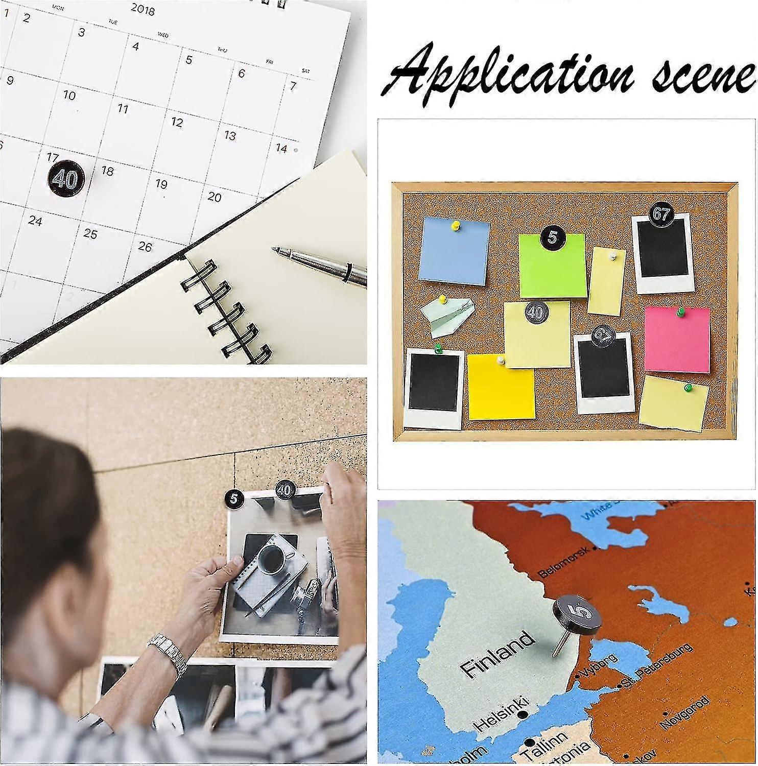 100 Pcs Numbered Push Pins, Black Base Map Number Push Pins with ...