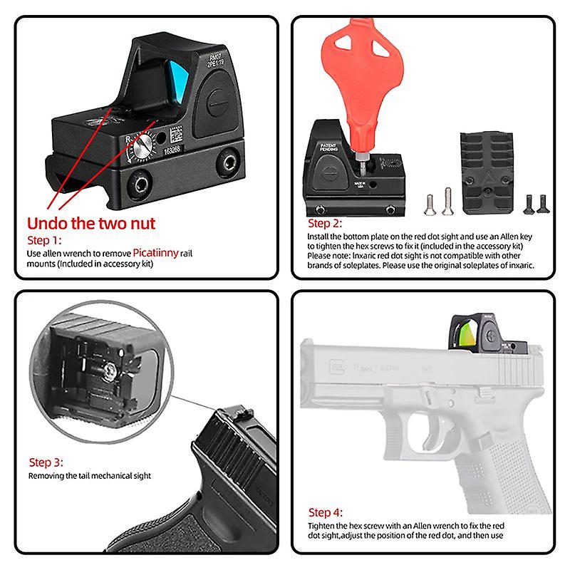 Mini Rmr Red Dot Sight Collimator Base Pistola Glock Reflex Sight Scope ...
