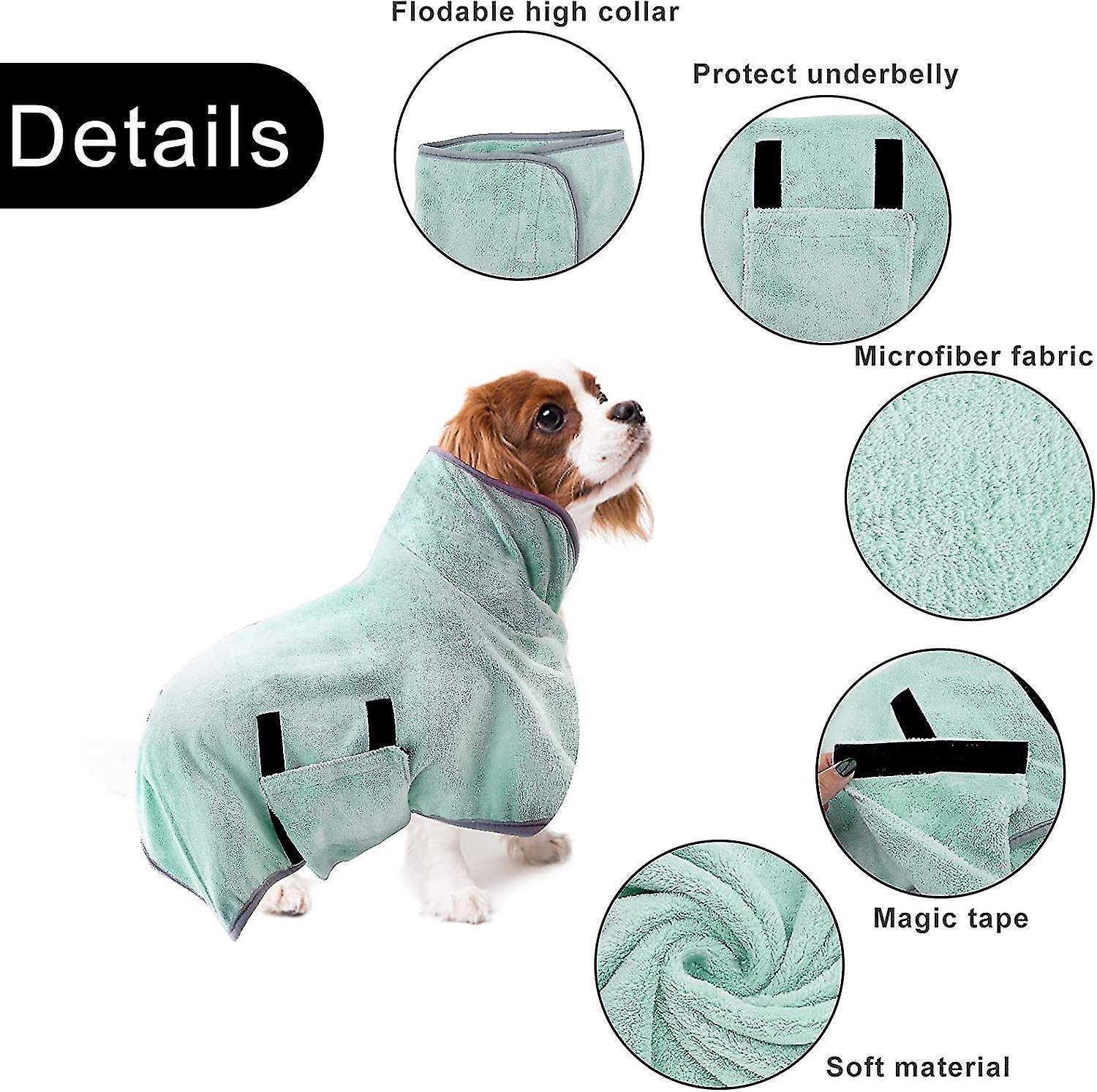 Dog Drying Coat,dog Bathrobe Towel,super Absorbent Pet Dog Drying Towel ...