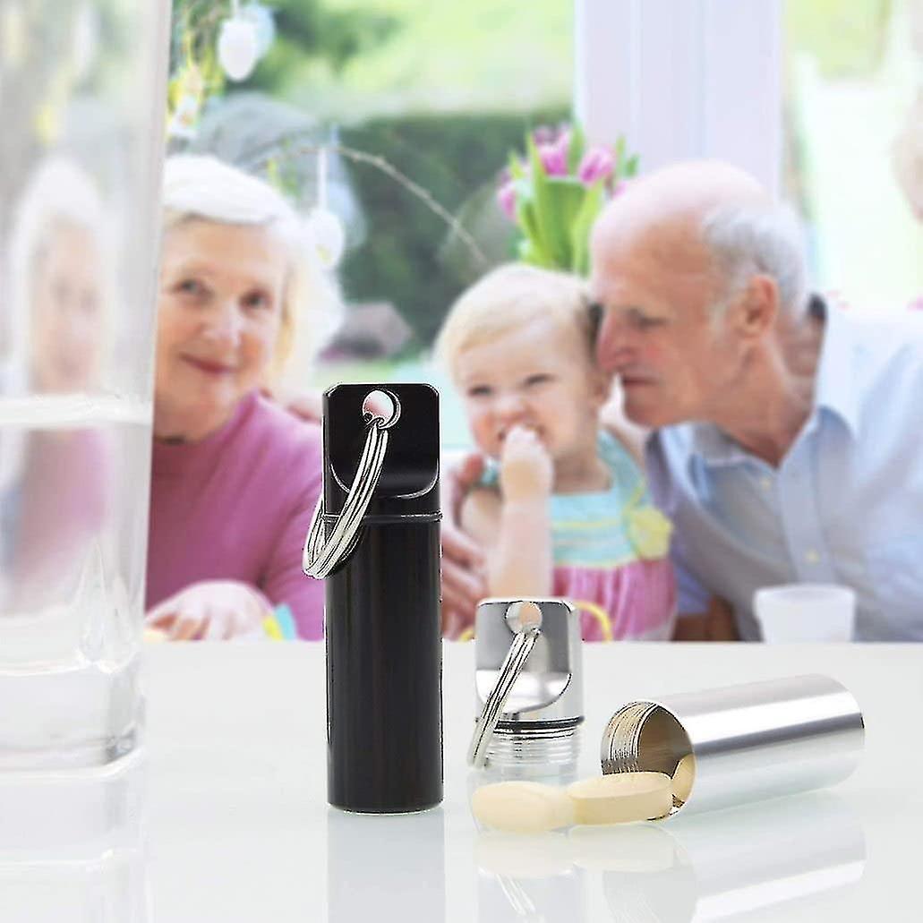 Small Pocket Pill Box Keychain, Portable Mini Aluminium Alloy Pill ...