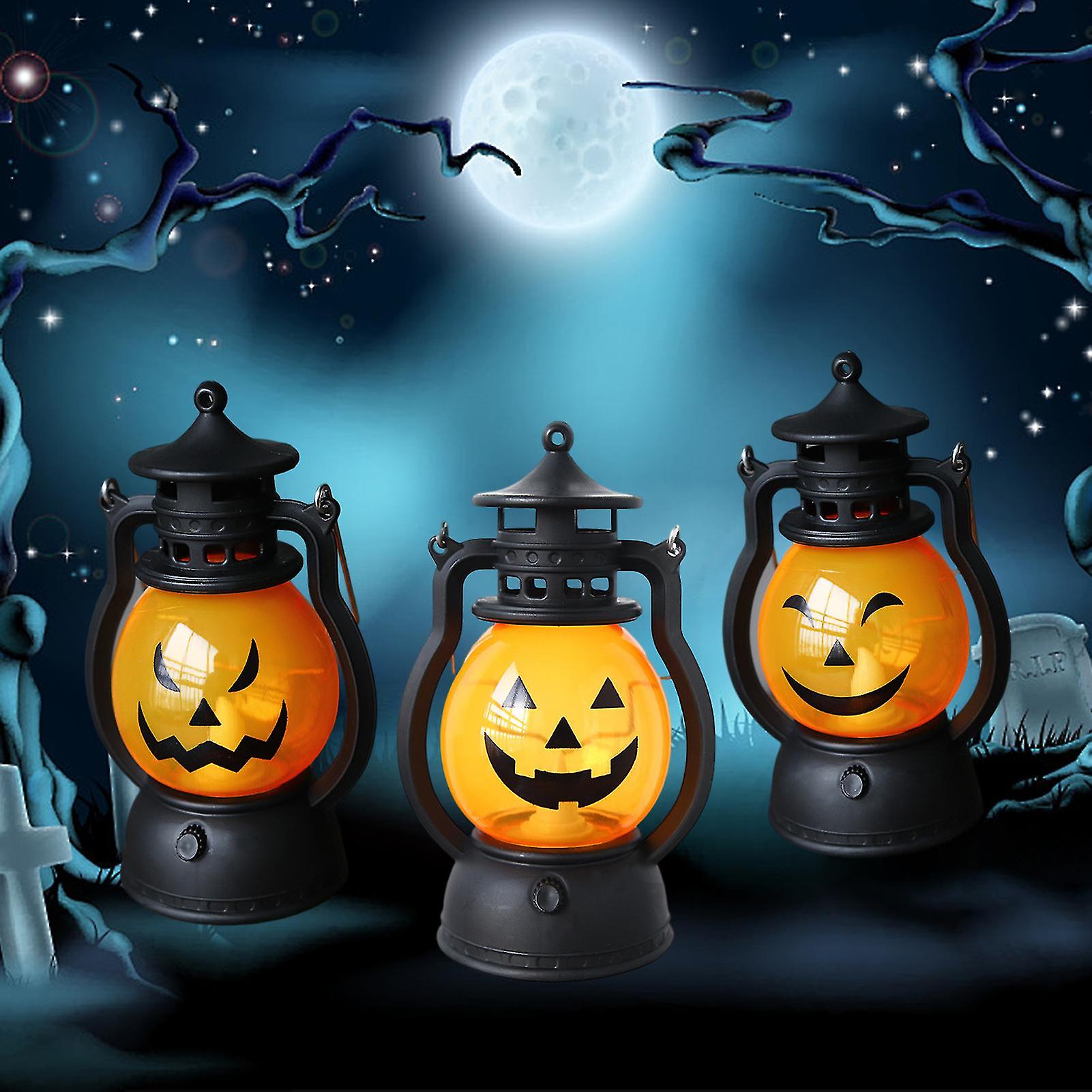 Pumpkin Lamp Retro Portable Lantern Horror Props Atmosphere Decoration ...