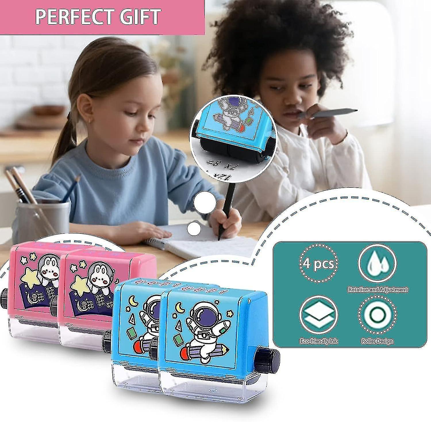 4 Pcs Math Roller Stamps,addition Subtraction Multiplication Division ...