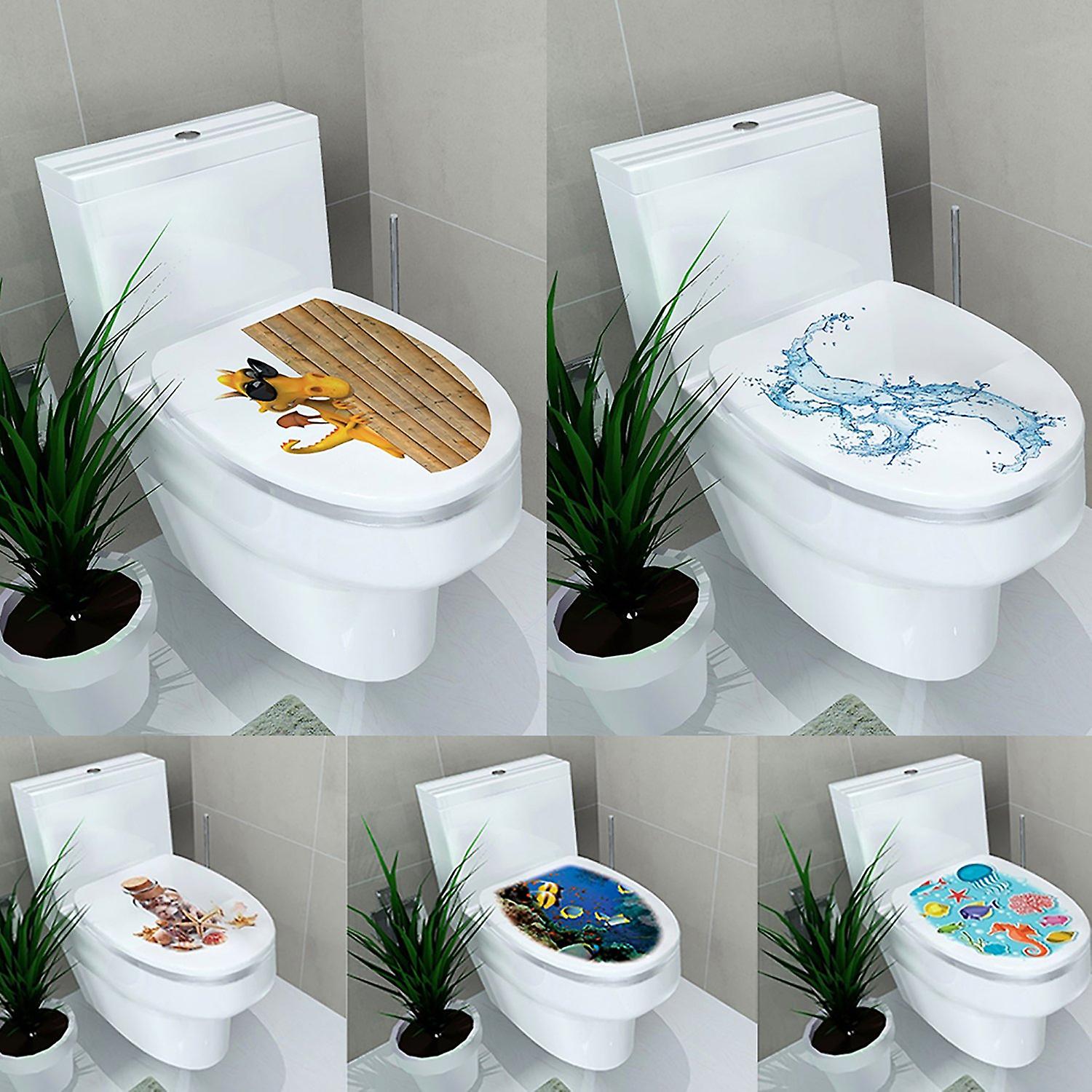 Fornnerg Toilet Sticker Cartoon Removable Waterproof Ocean Letter ...