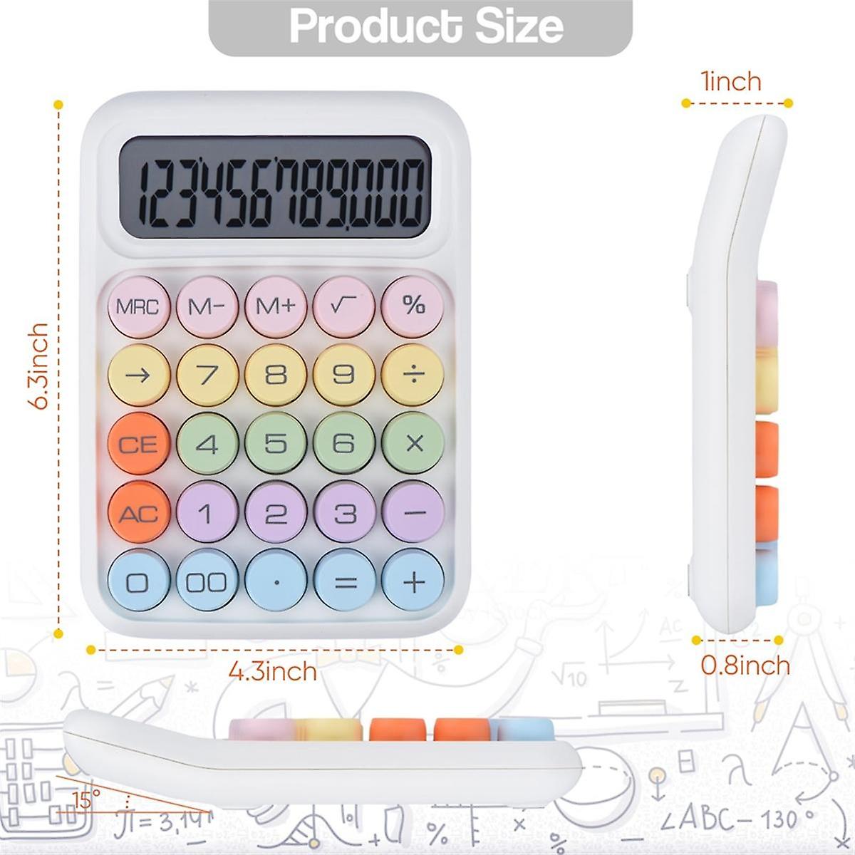 Mechanical Pushbutton Calculator, 12 Digit Lcd Display, Big Buttons Easy To Press, Colorful ...