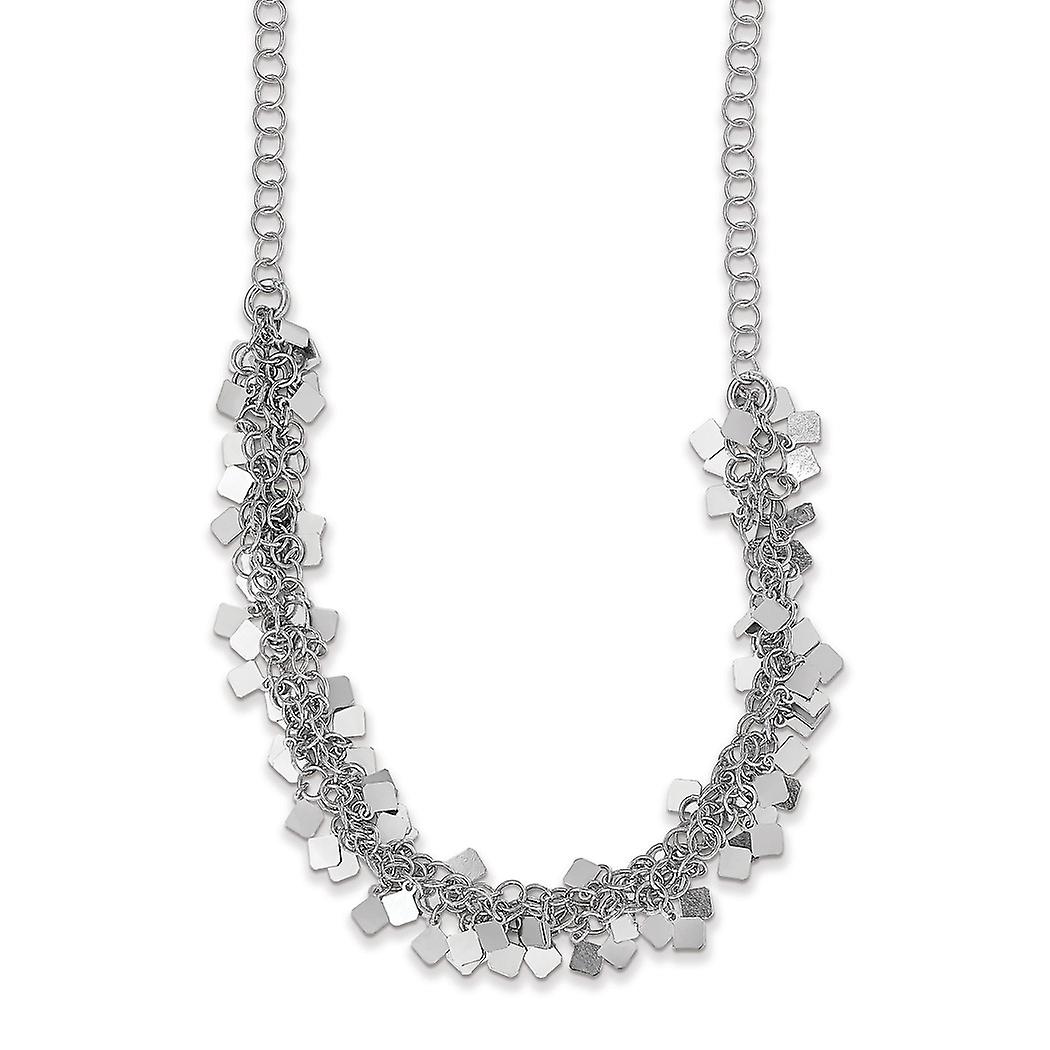 10.75mm 925 Sterling Silver Rhodium Plated With 2inch Ext. Necklace 16 ...