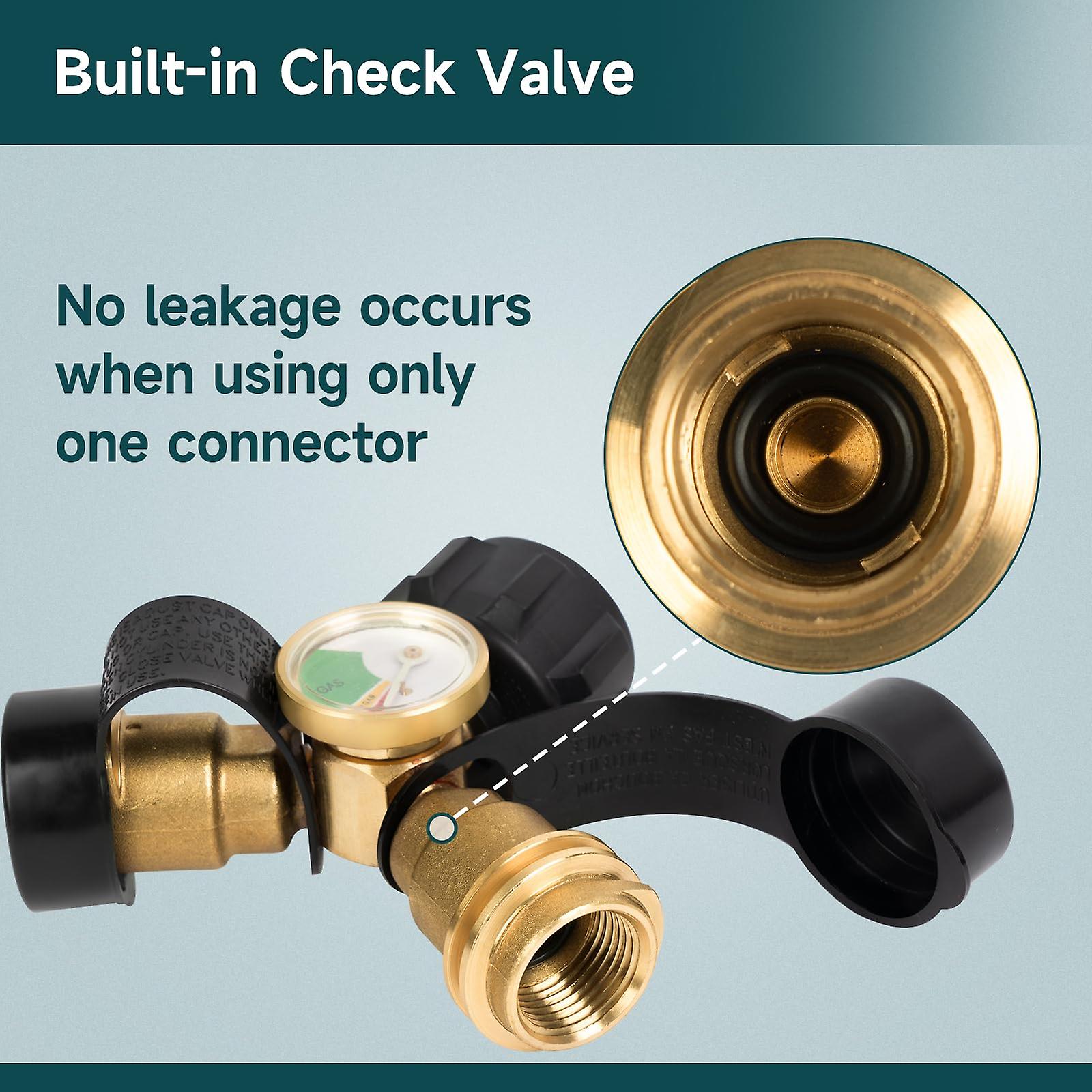 2 Way LP Gas Adapter Tee Connector for 20lb Propane Tank Cylinder, Work ...