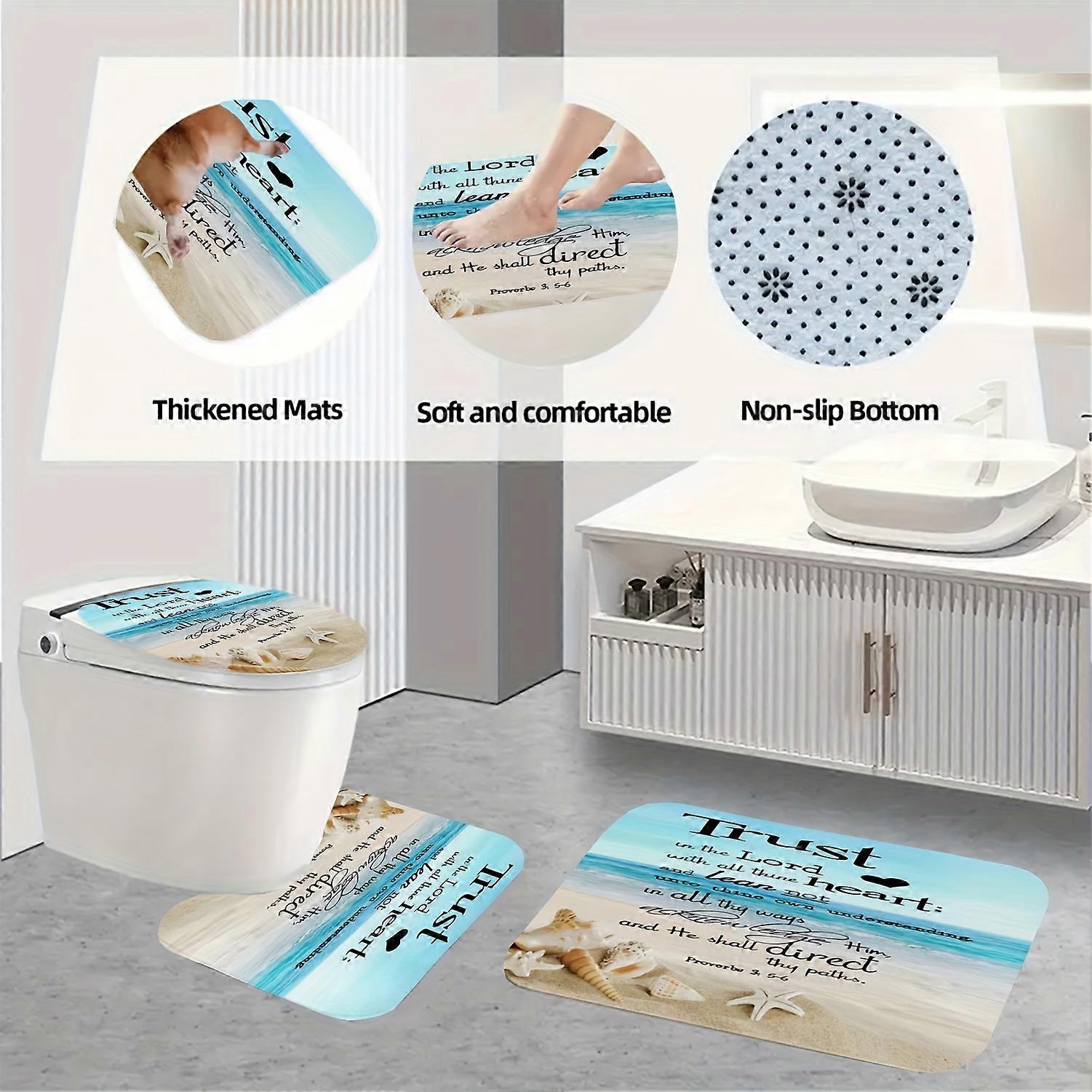 Inspirational Quotes Ocean Beach Shells Starfish And Mats, Bathroom ...