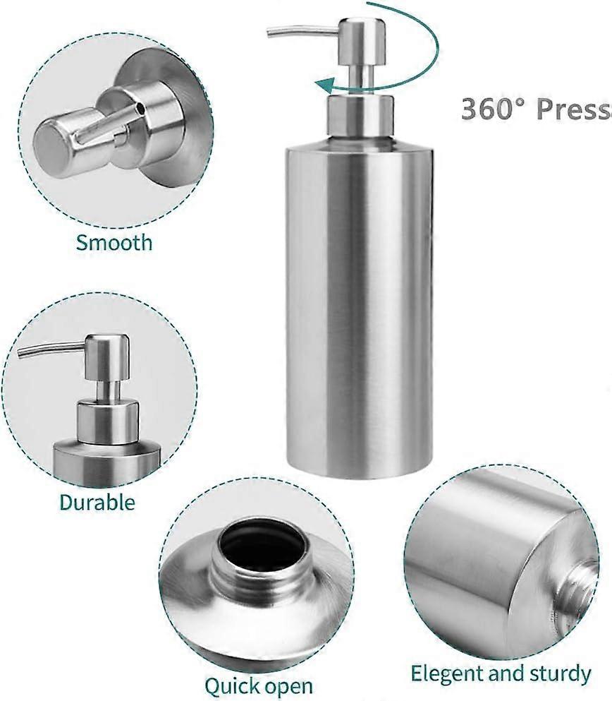 550ML 304 Stainless Steel Liquid Lotion Soap Dispensers Shower Gel Cream Shampoo Foam Oil ...