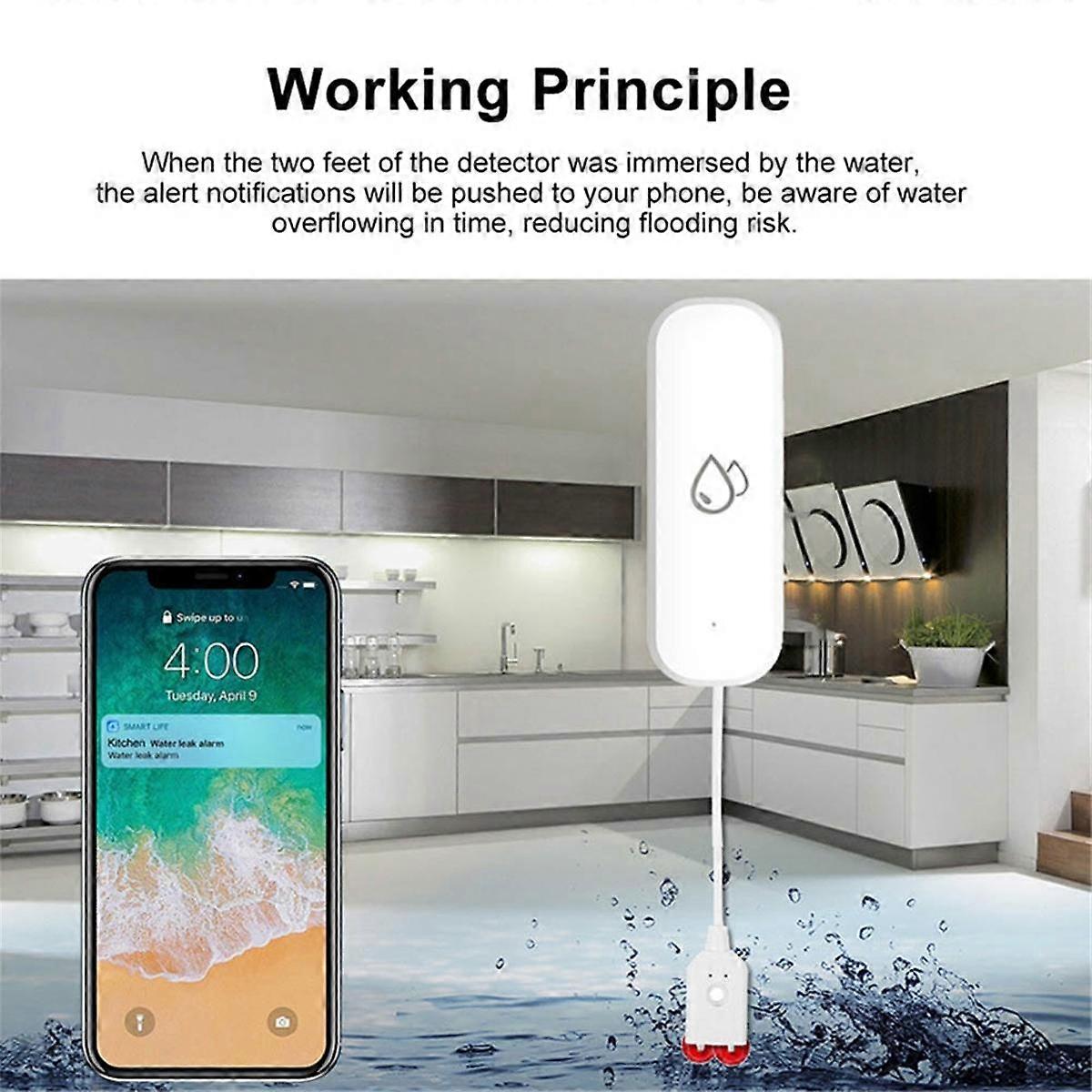 Tuya WIFI Water Sensor Alarm Water Leak Detector Flood Alert Overflow ...