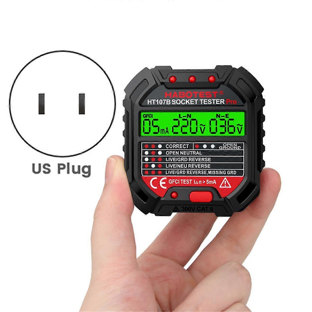 HT107 Pro Voltage Test Socket Detector Line Plug Polarity Phase Check ...