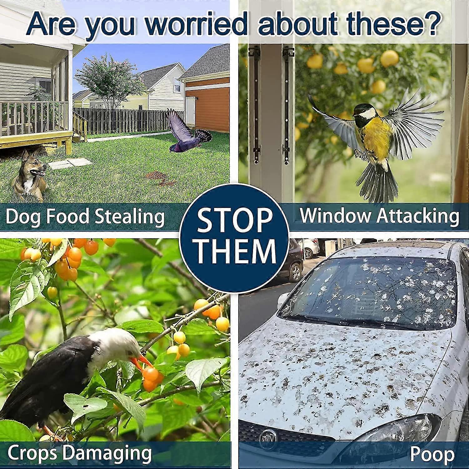 2pcs Owl Bird Scarer With Reflective Tape Bird Deterrent Bird Repellent ...