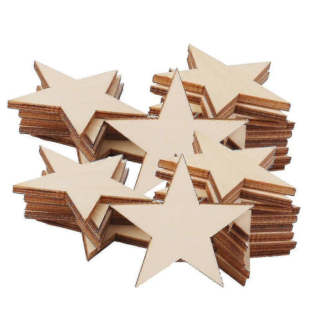 50 Pieces 3mm Thick Star Shape Wooden Embellishments For Diy Crafts ...