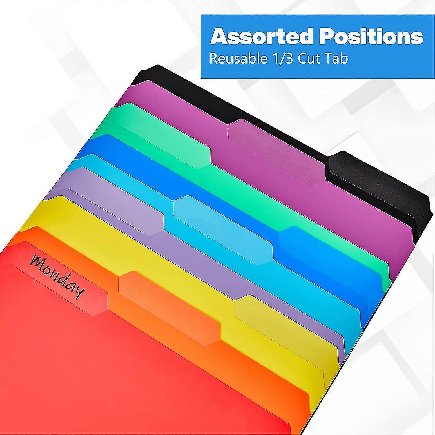 9 Pack Plastic File Folders Colored Folders - 9 Assorted Colors Letter ...