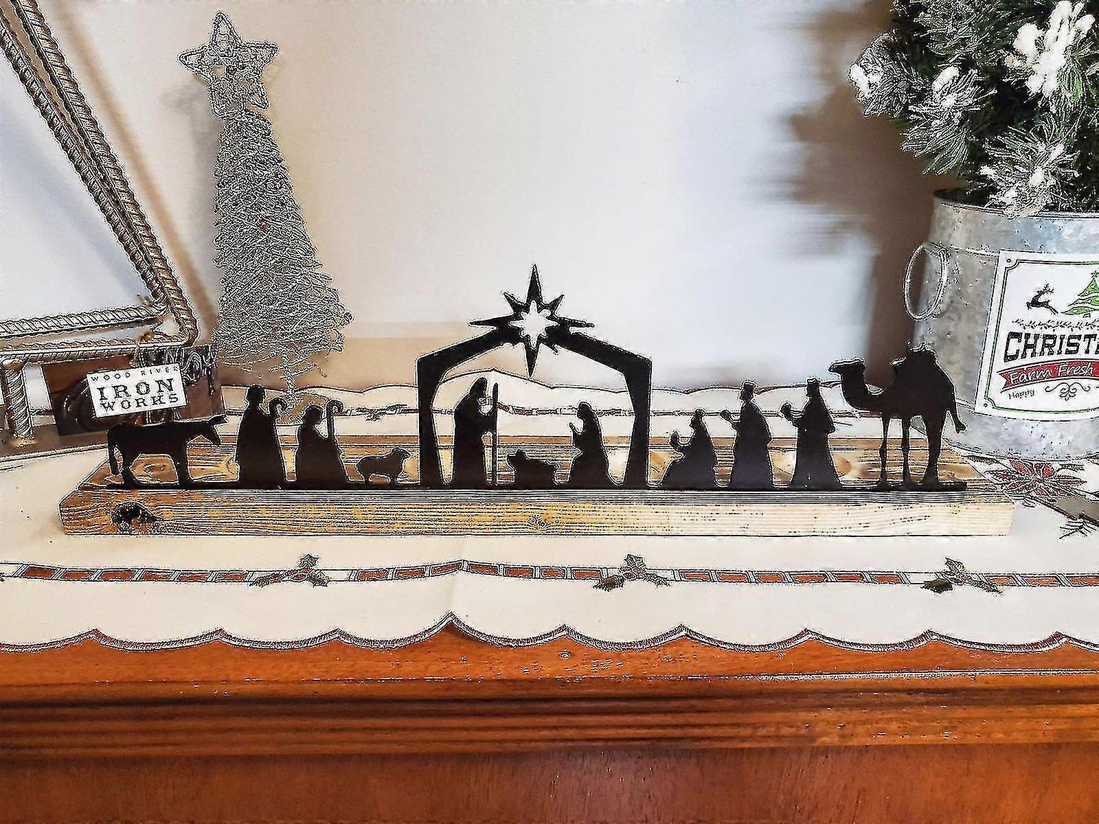 Nativity Scene Nativity Sets For Christmas Indoor Black Metal Nativity ...
