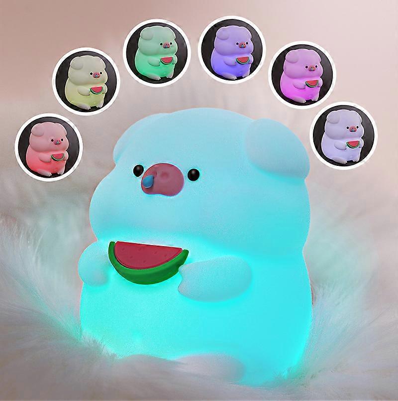 Cute and Adorable Pig Night Light - USB Rechargeable Colorful Bedside ...