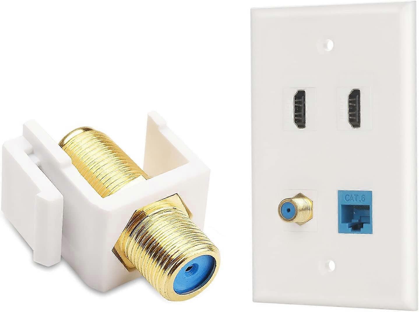 4-Pack Gold-Plated RG6 Jack Insert Wall Plate Coax F-Type Connector (D ...