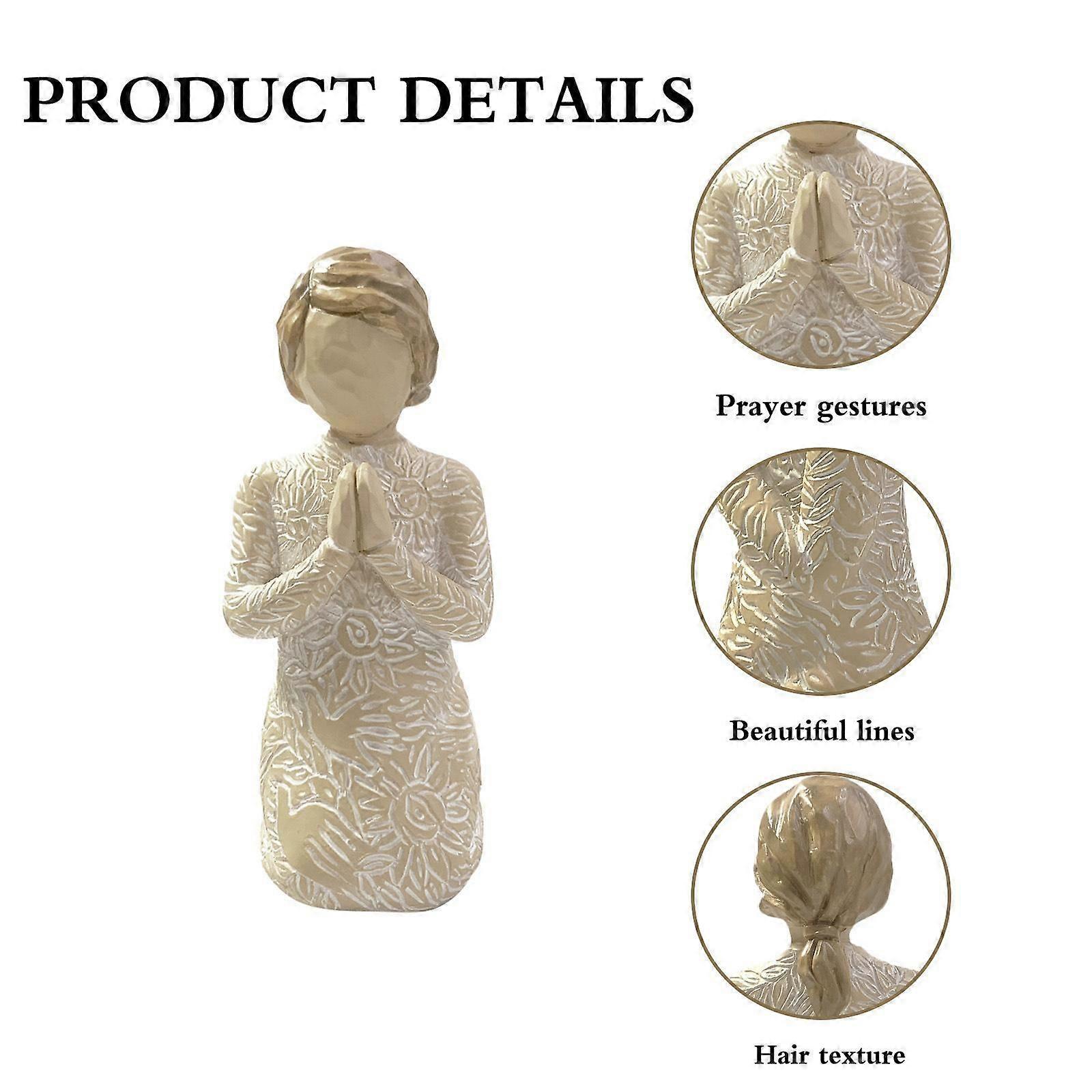 Prayer Figurine Resin Statue Housewarming Xmas Fireplace Praying Girl ...