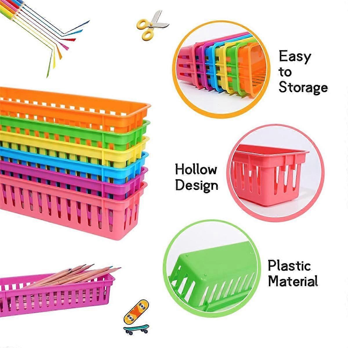12 Pack Pencil Organizer Basket Trays, Rainbow Colors Desk Storage for ...