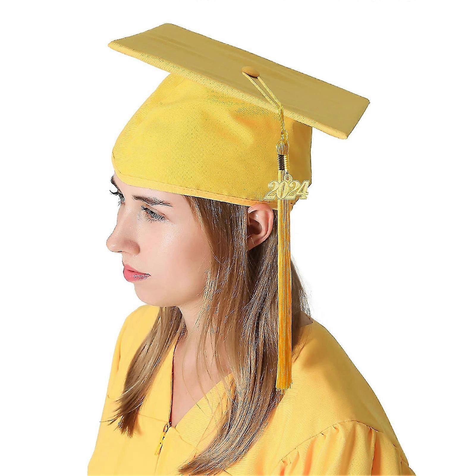 Adult Graduation Hat with Tassel Solid Color Non-Fading High School ...