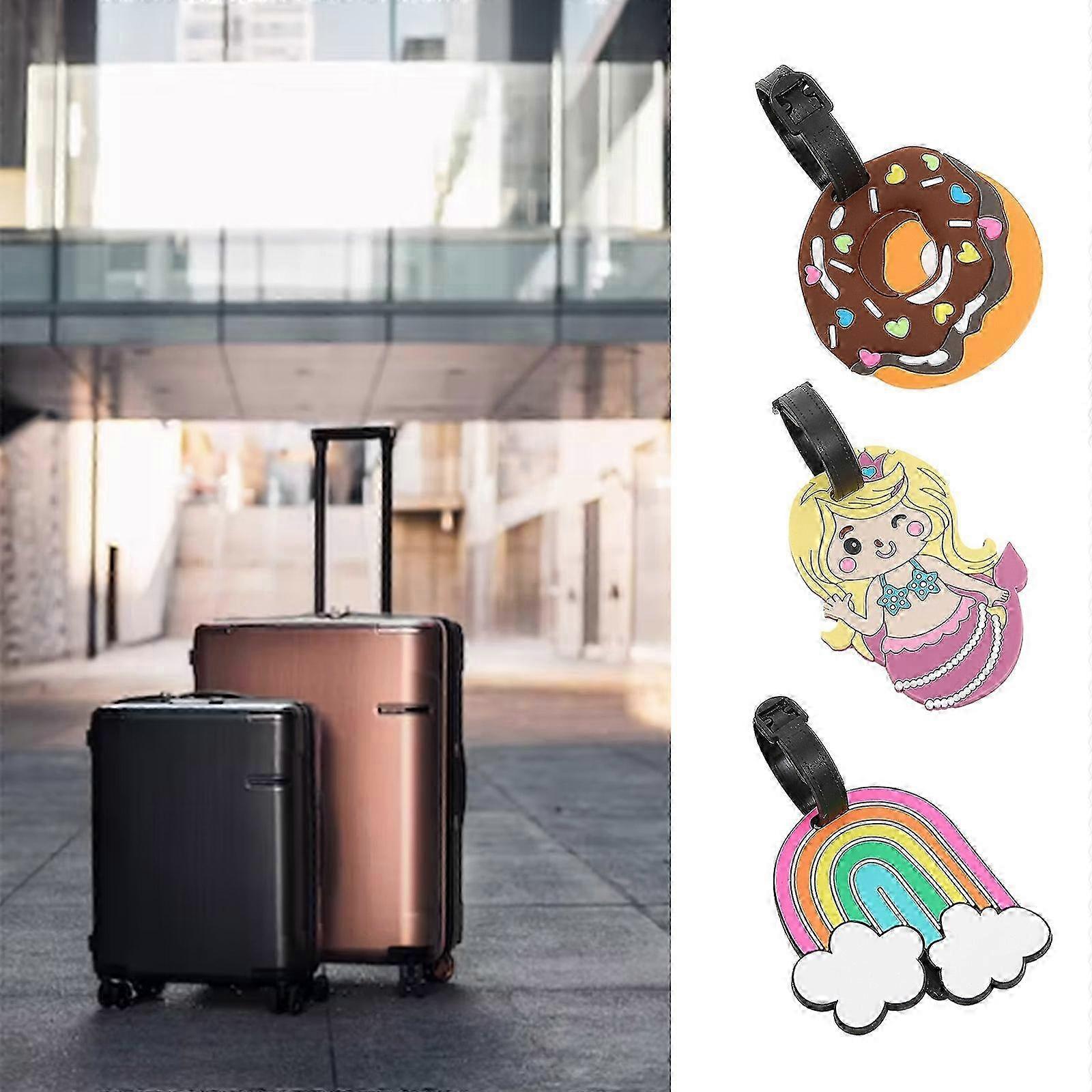 Suitcase Luggage Tags with Name ID Address Card Cute Cartoon Suitcase ...