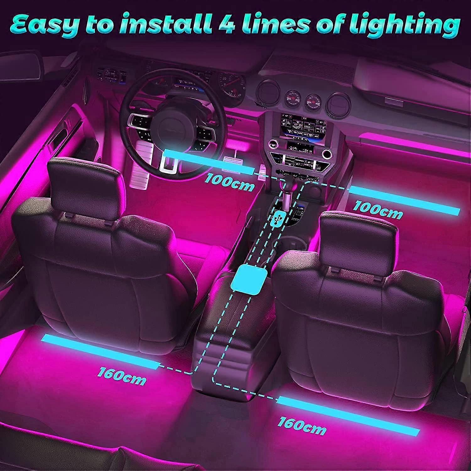 Car Led Interior Lights, 4 Pcs Car Led Strip Light Car Accessories With ...