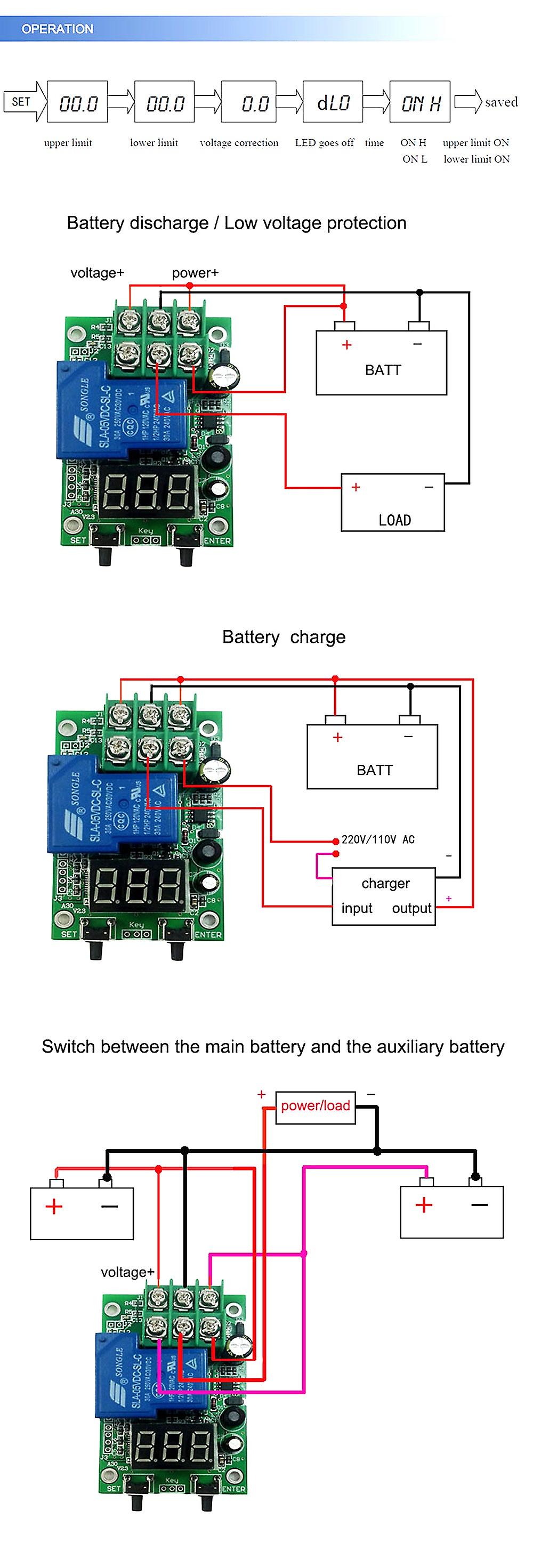 Dc 6~80v voltage detection charging discharge monitor relay switch ...