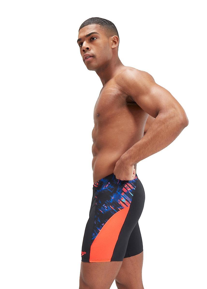 Speedo ECO END+ Splice Mid Swim Jammer - Black/True Colbalt/Volcanic ...