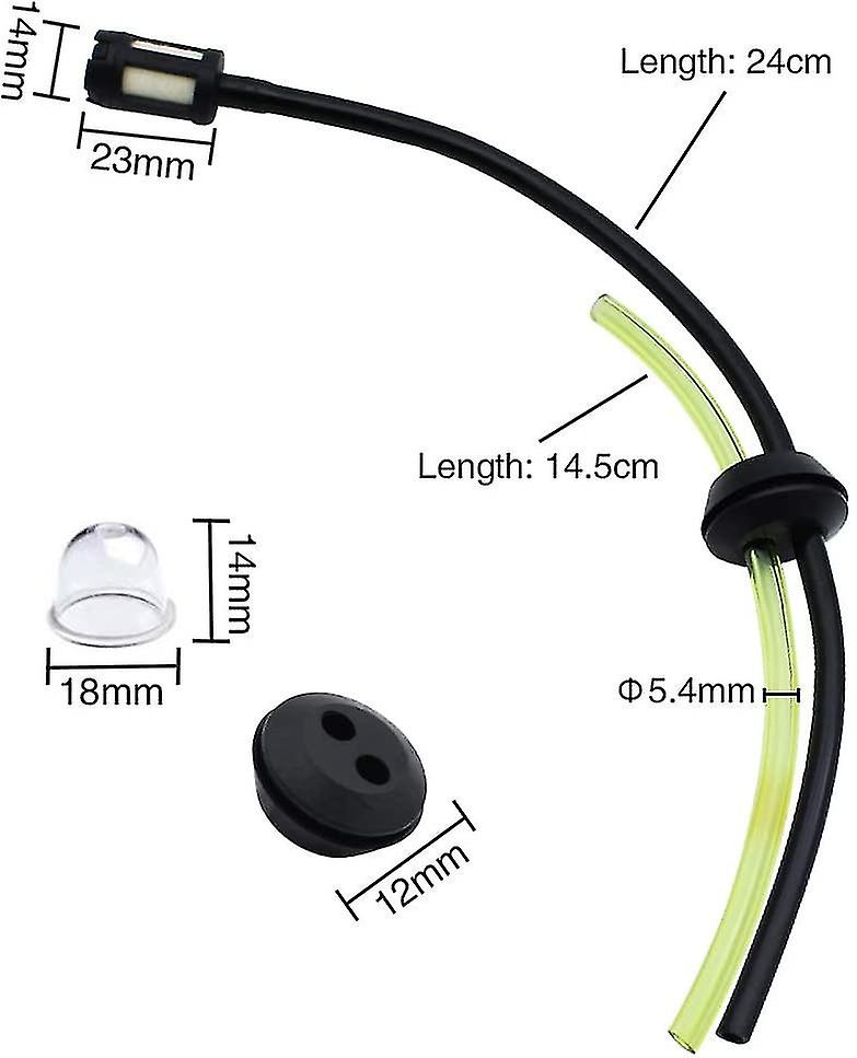 2 Sets Universal Gasoline Filter Hose Pass Through Lawnmower Fuel Hoses ...