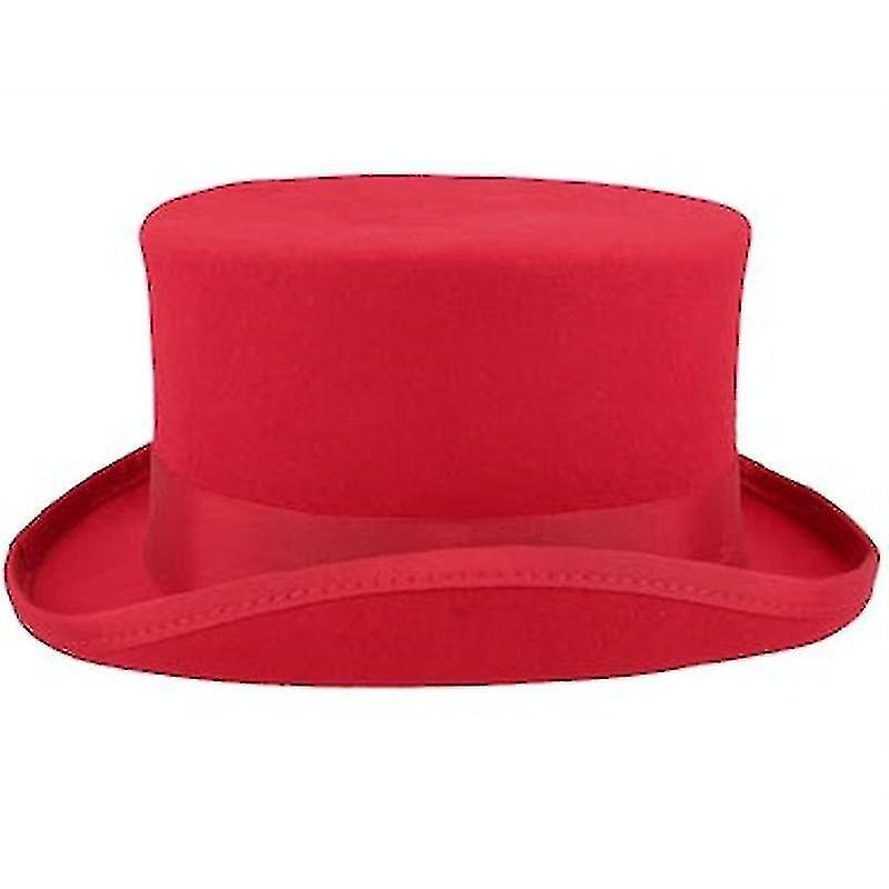 Mid Crown Red Top Hat Unisex Hat Steam Punk Hat Cylinder Wool Felt Top ...