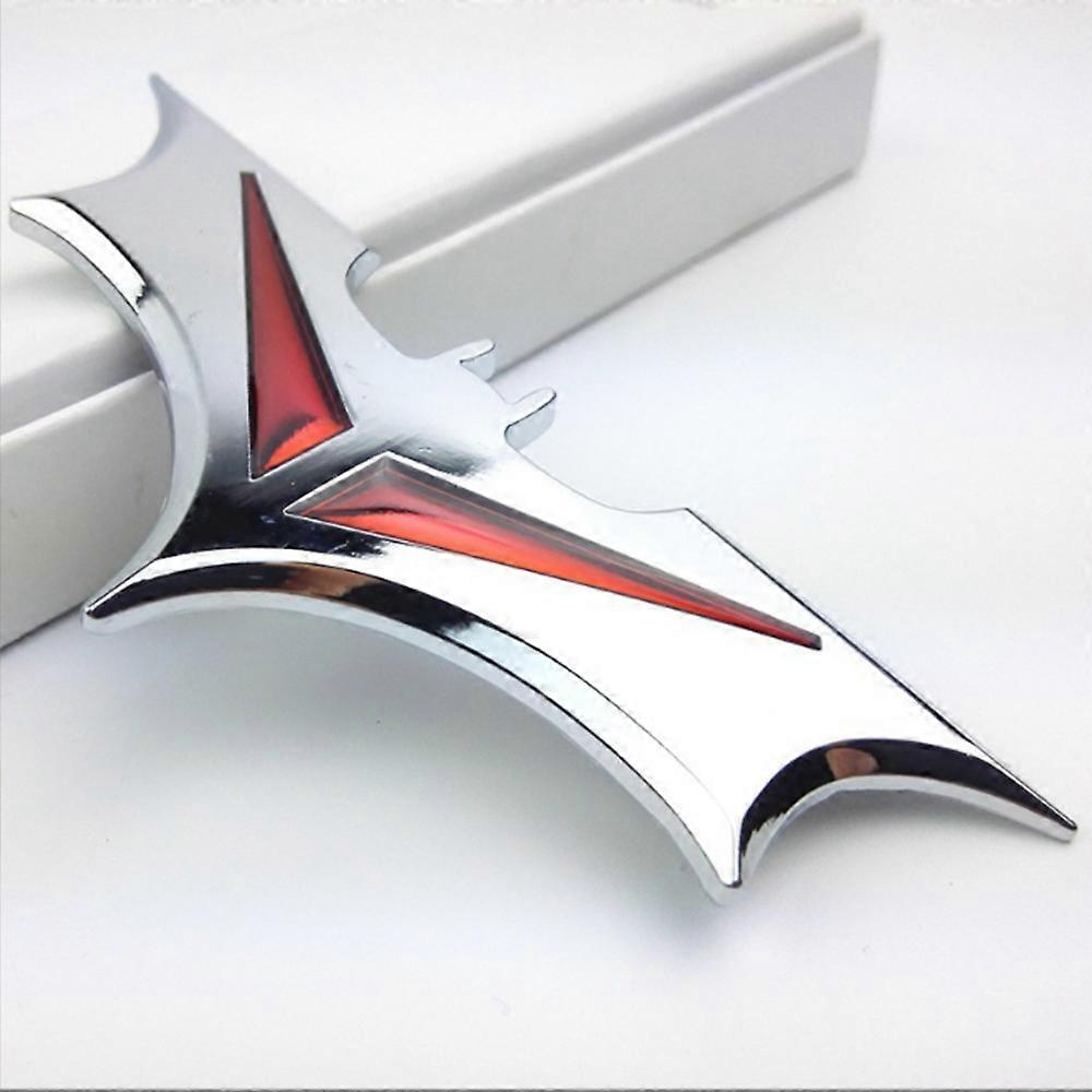 3D Chrome Metal White/Red Batman Auto car Emblem Sticker Badge logo ...