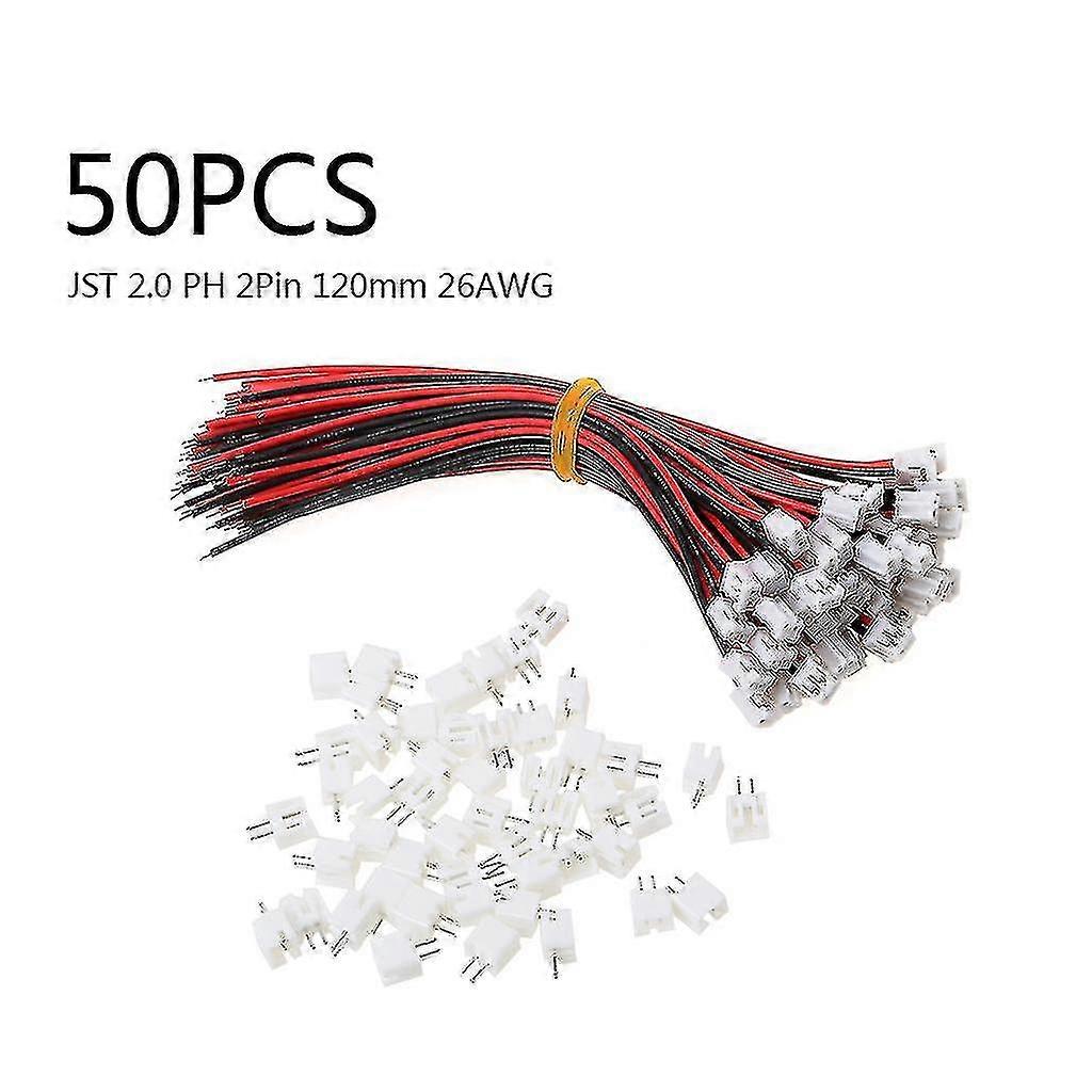 50 Sets Mini Micro Jst 2.0 Ph 2-pin Connector Plug With Wires Cables 120mm 26awg | Fruugo UK