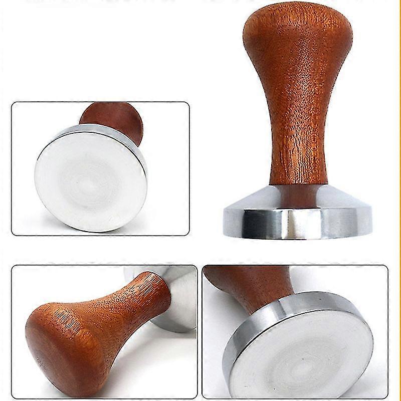 Coffee Tamper 51mm, Flat Base Espresso Coffee Tamper, Wood Handle ...