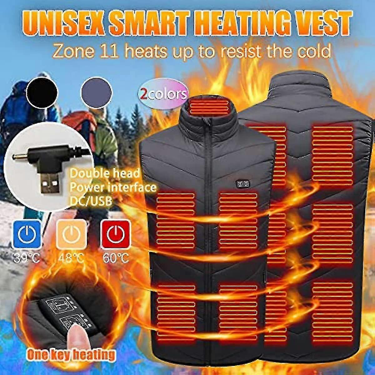 Opvarmet kropsvarmer damer Mænd Opvarmede veste Varmejakke med usb ...