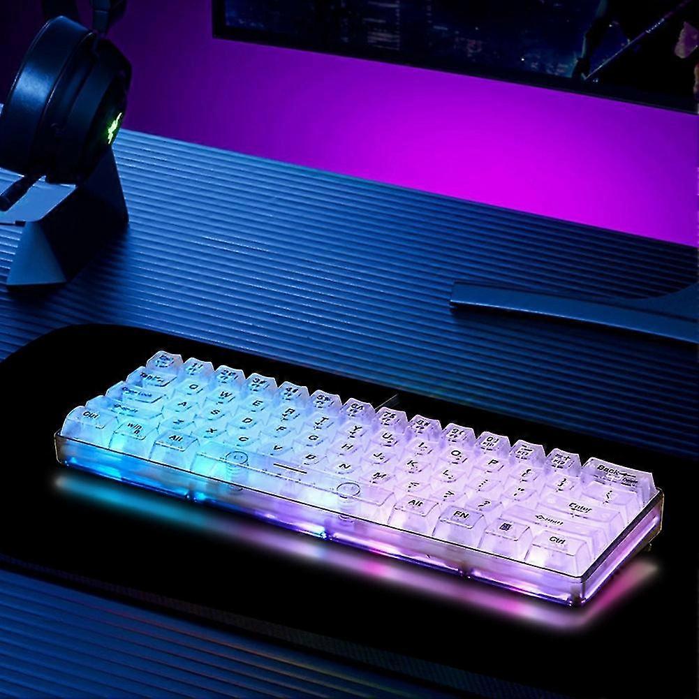 Wired 61 Key Transparent Keycaps Ice Crystal Keycap Rgb Backlit For ...
