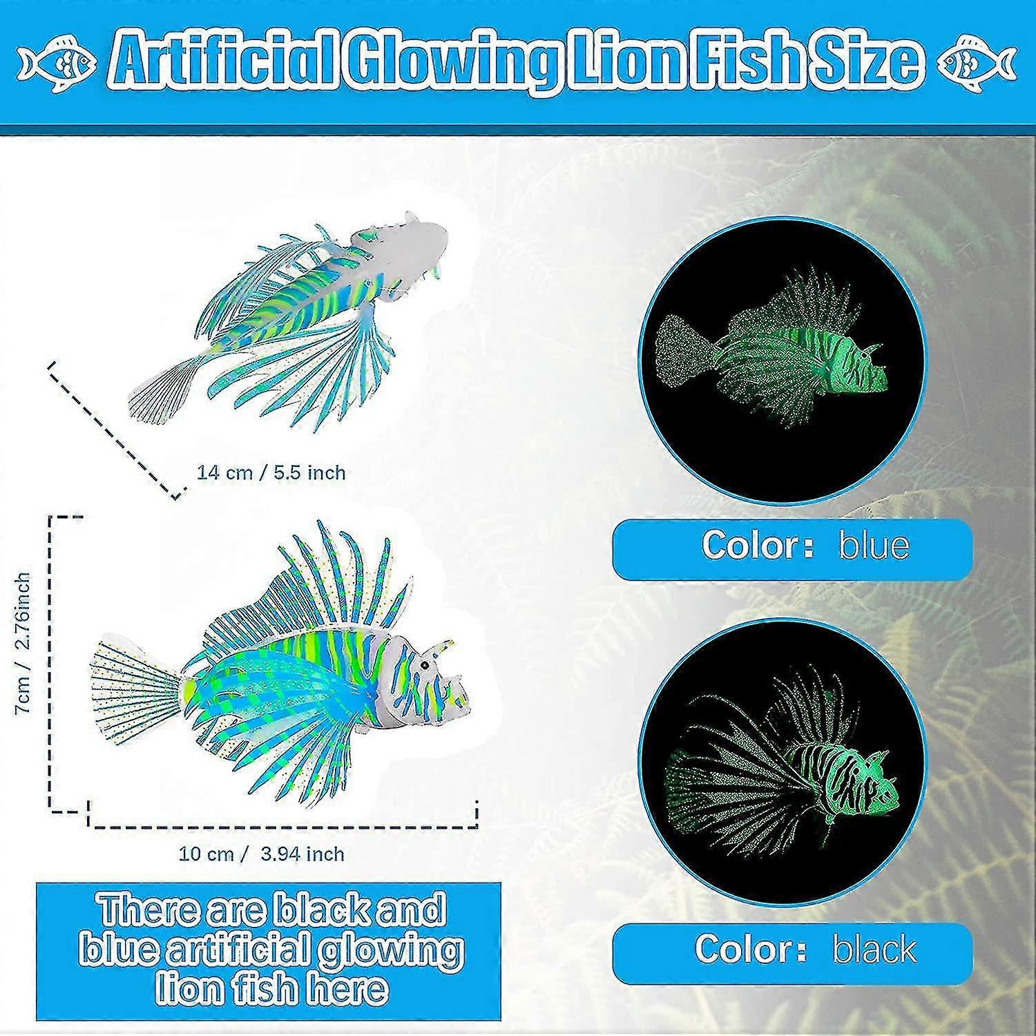 2024 2 Pieces Artificial Glowing Lion Fish Colorful Luminous Lionfish ...