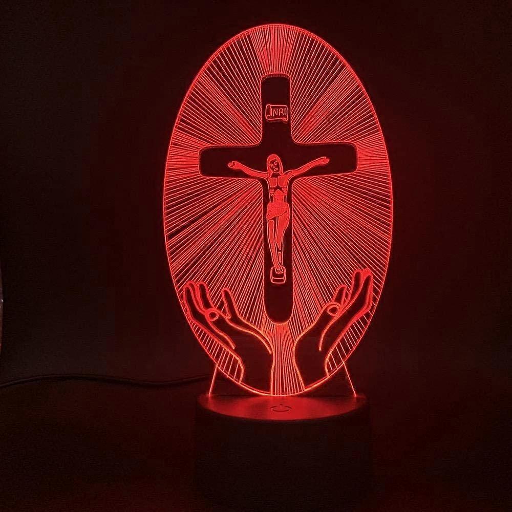 3D Illusion Night Light Desk Lamp Christianity Jesus Station of The ...