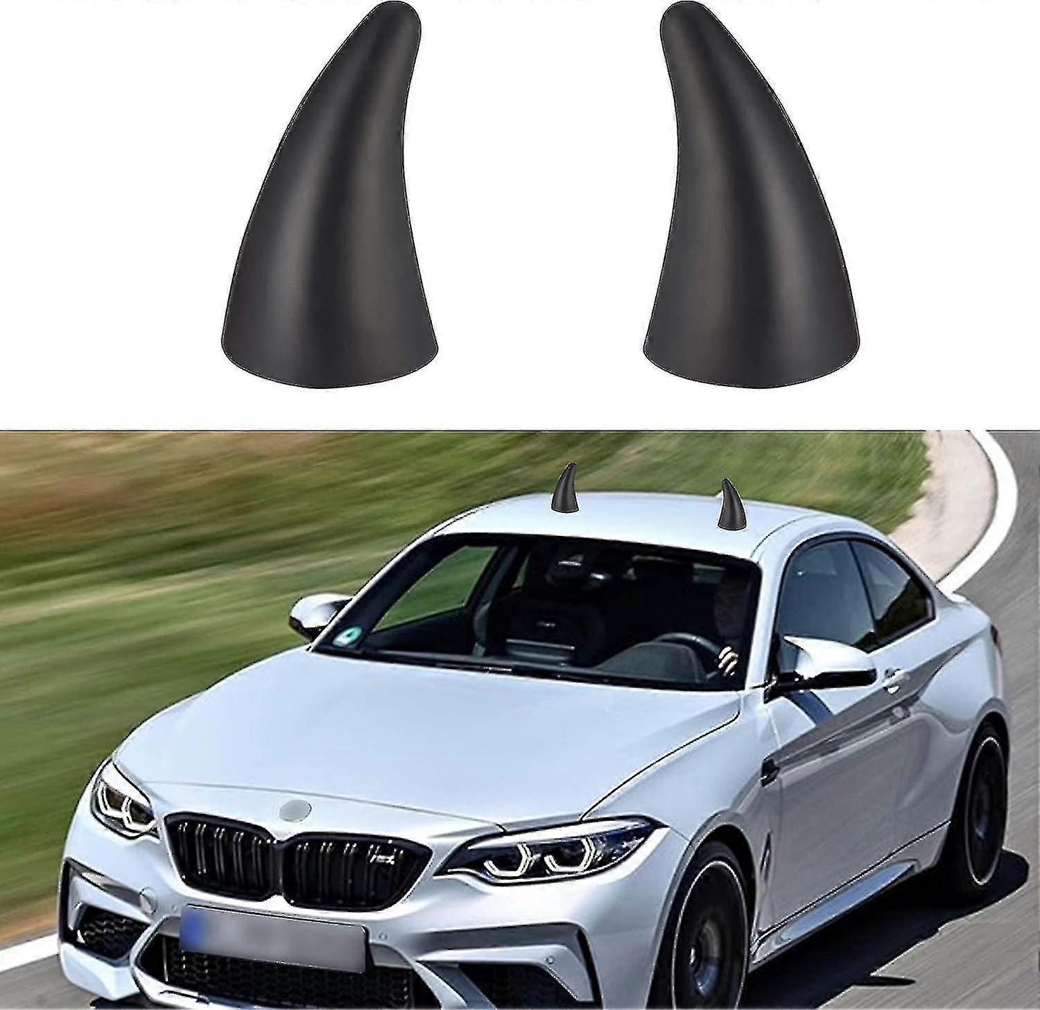 2pcs 3d Devil Bull Horn Antenna Roof Top Stickers, Car Roof Decoration ...