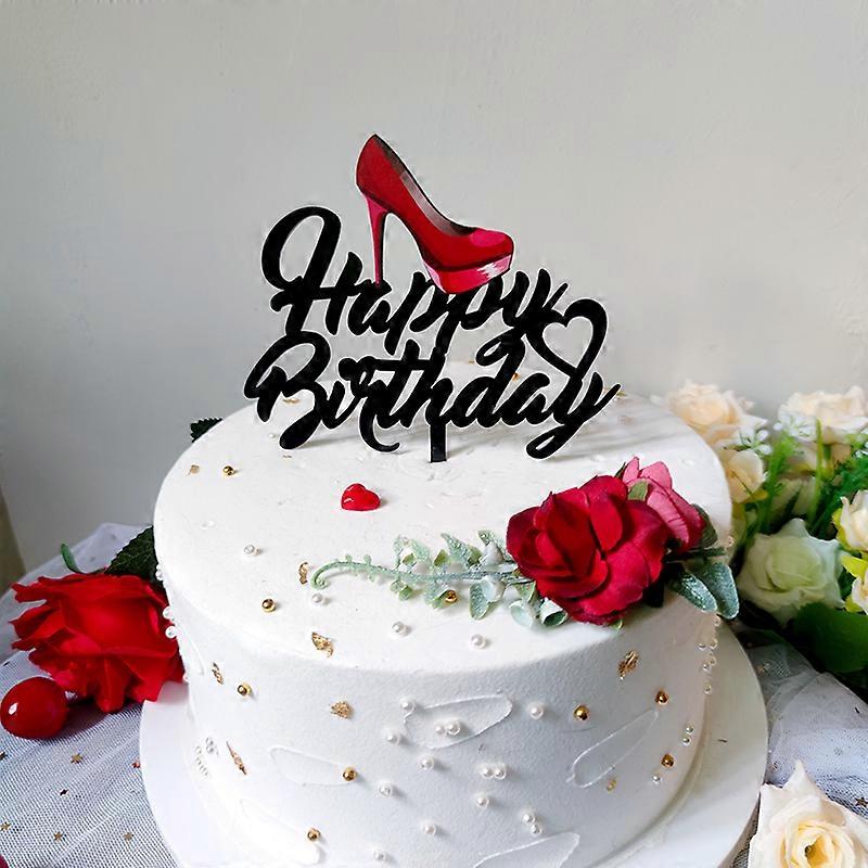Red High Heels Lady Happy Birthday Acrylic Cake Topper Wedding Girls ...