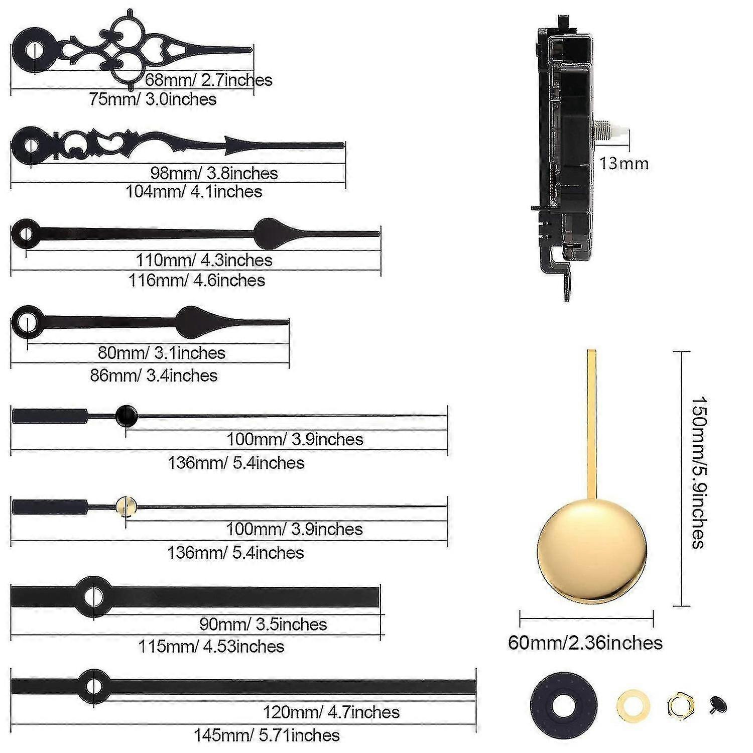 Diy Pendulum Clock Movement Mechanism With 3 Pairs Different Hands ...