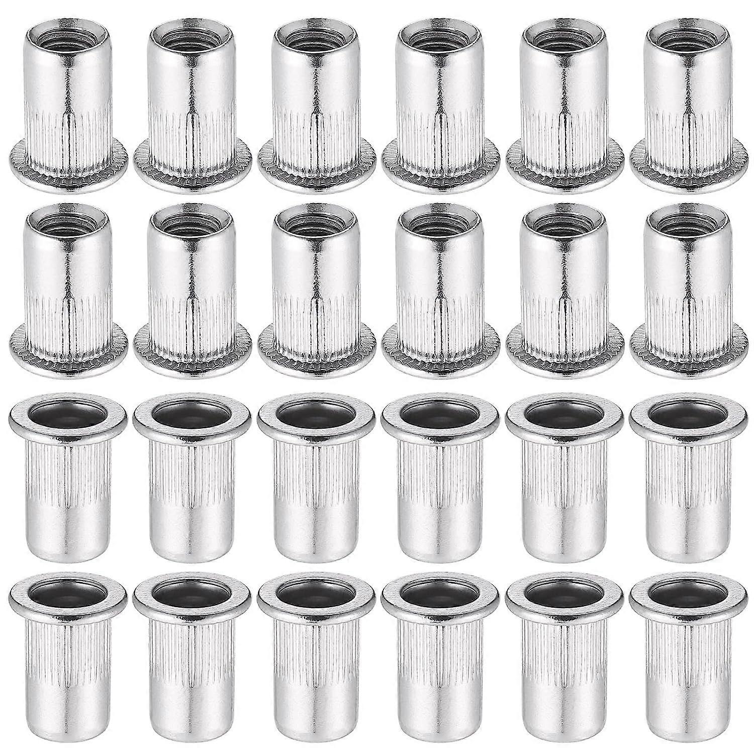 60 Pieces 304 Stainless Steel M8 Rivet Nut Flat Head Blind Nut Threaded ...