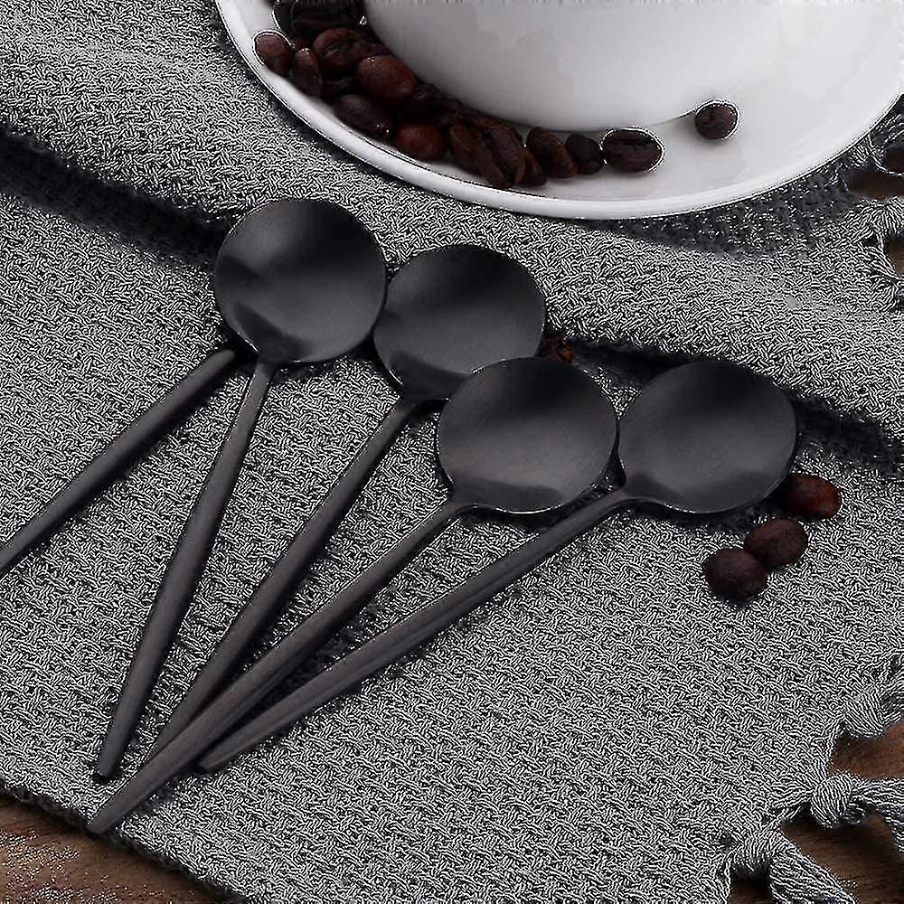 Espresso Coffee Spoons 12 Cm/4.8 Inch Small Round Dessert Spoon Black ...