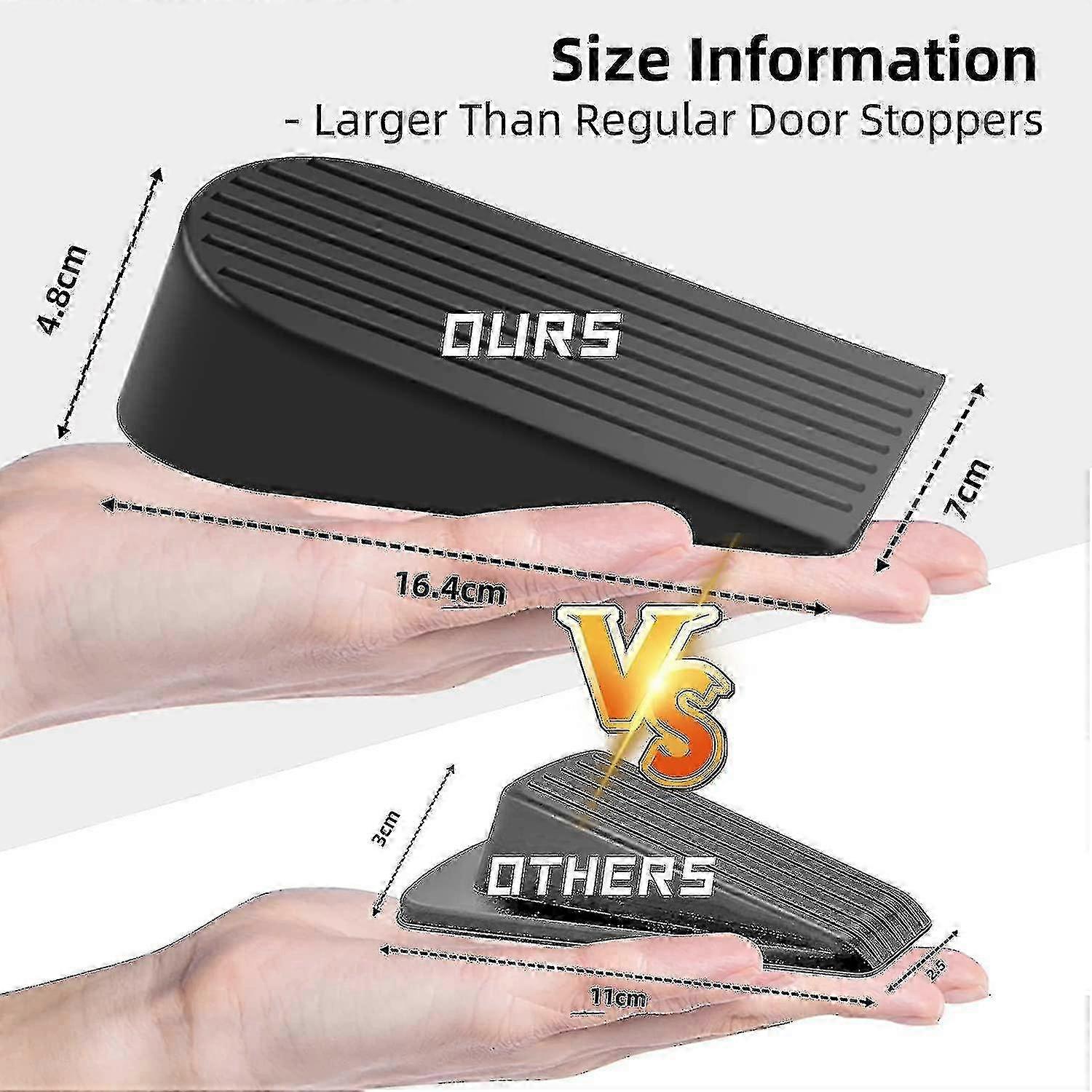 Door Stops, Extra Large Rubber Door Wedges Heavy Duty Black Door ...