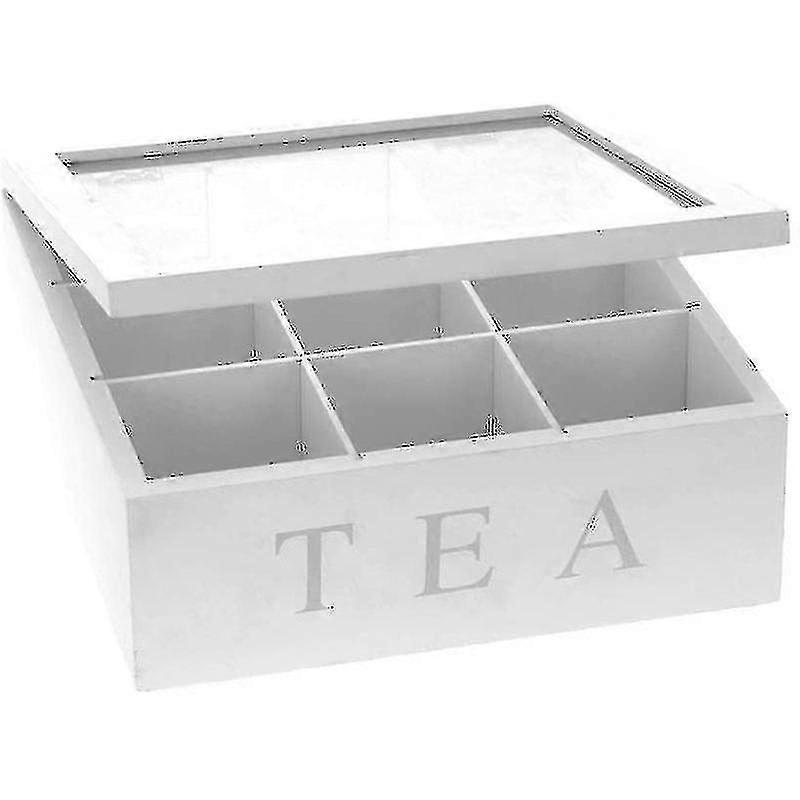 Wooden Tea Box, Tea Box In White, Tea Box With 9 Compartments, Large ...