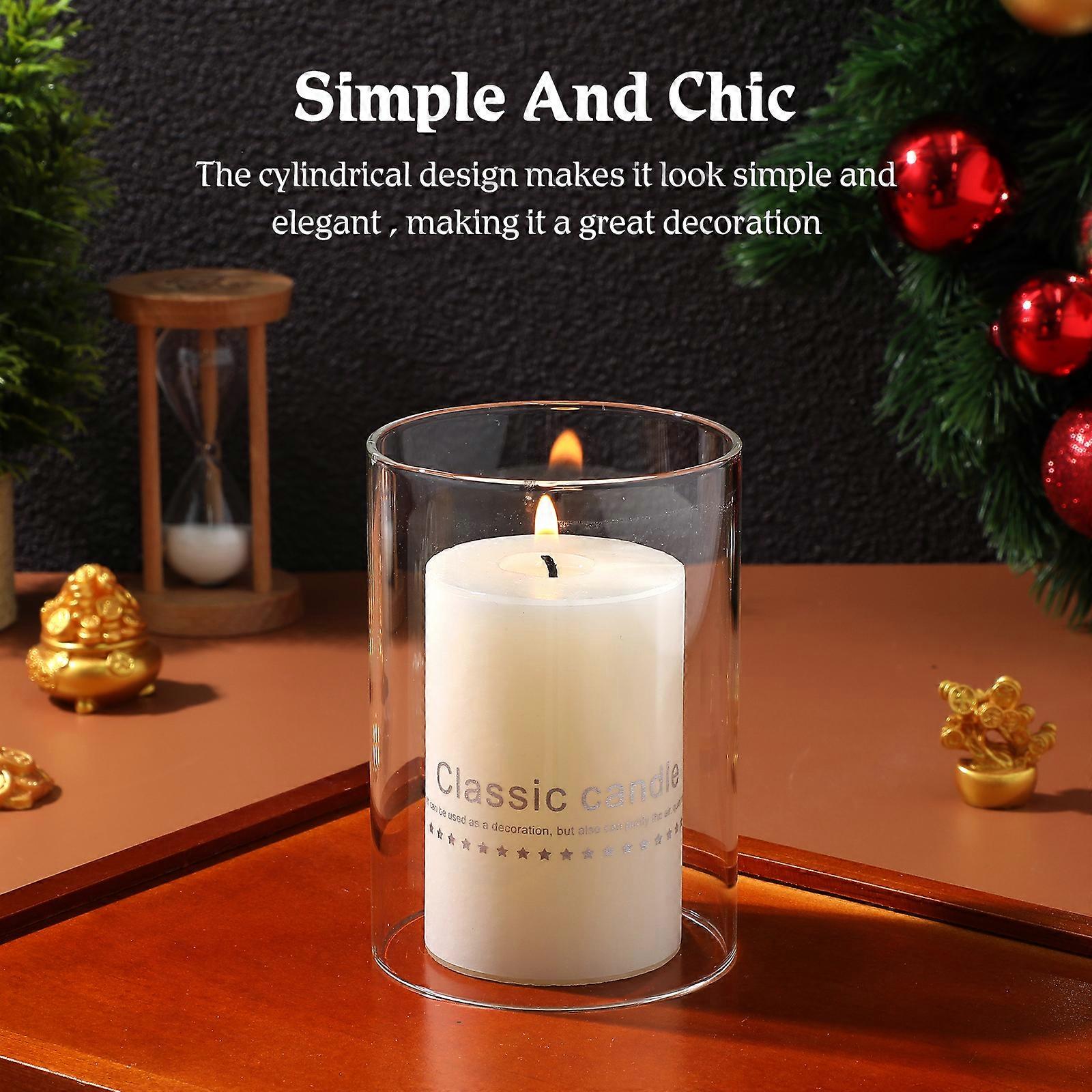2Pcs Glass Candle Covers Glass Candleholder Tube Shade Open Flame ...