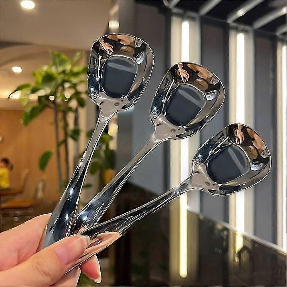 6PCS SquareHead Stainless Steel Spoons, Ice Cream Spoons, Arithmeticn ...