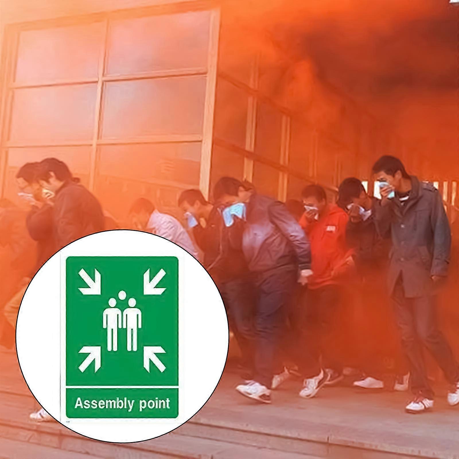 Assembly Point Sign Waterproof Safety Stickers Evacuation Sign Outdoors ...