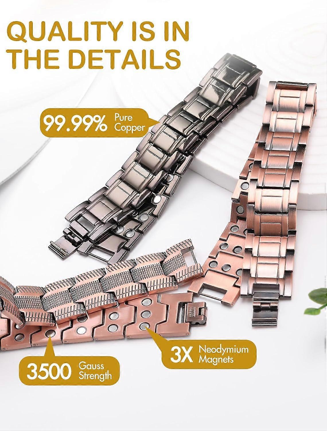 Men's Copper Bracelet,3X Strength 99.99% Pure Copper Magnetic Bracelets ...