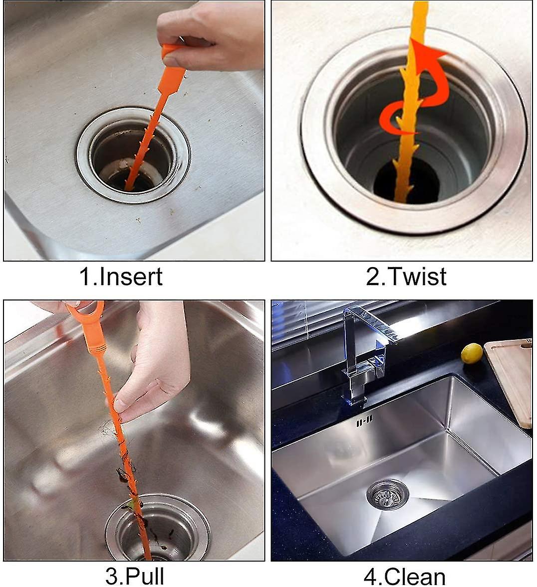 3 Pack 25 Inch Hair Snake Tool Drain Opener Hair Clog Remover Sink ...