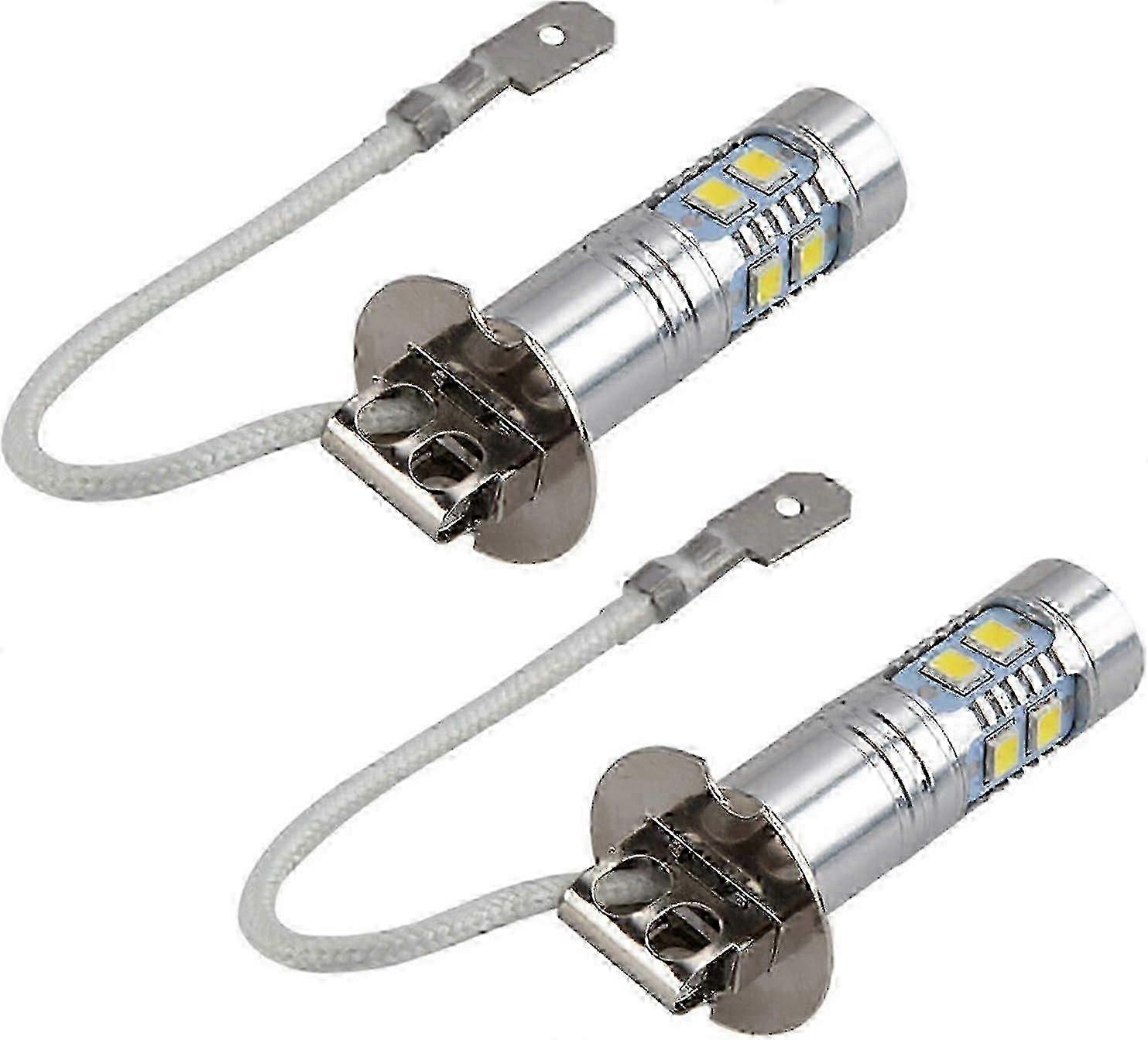 2pcs Super Bright White H3 LED Fog Light Bulbs, 12V-24V DC Headlight ...