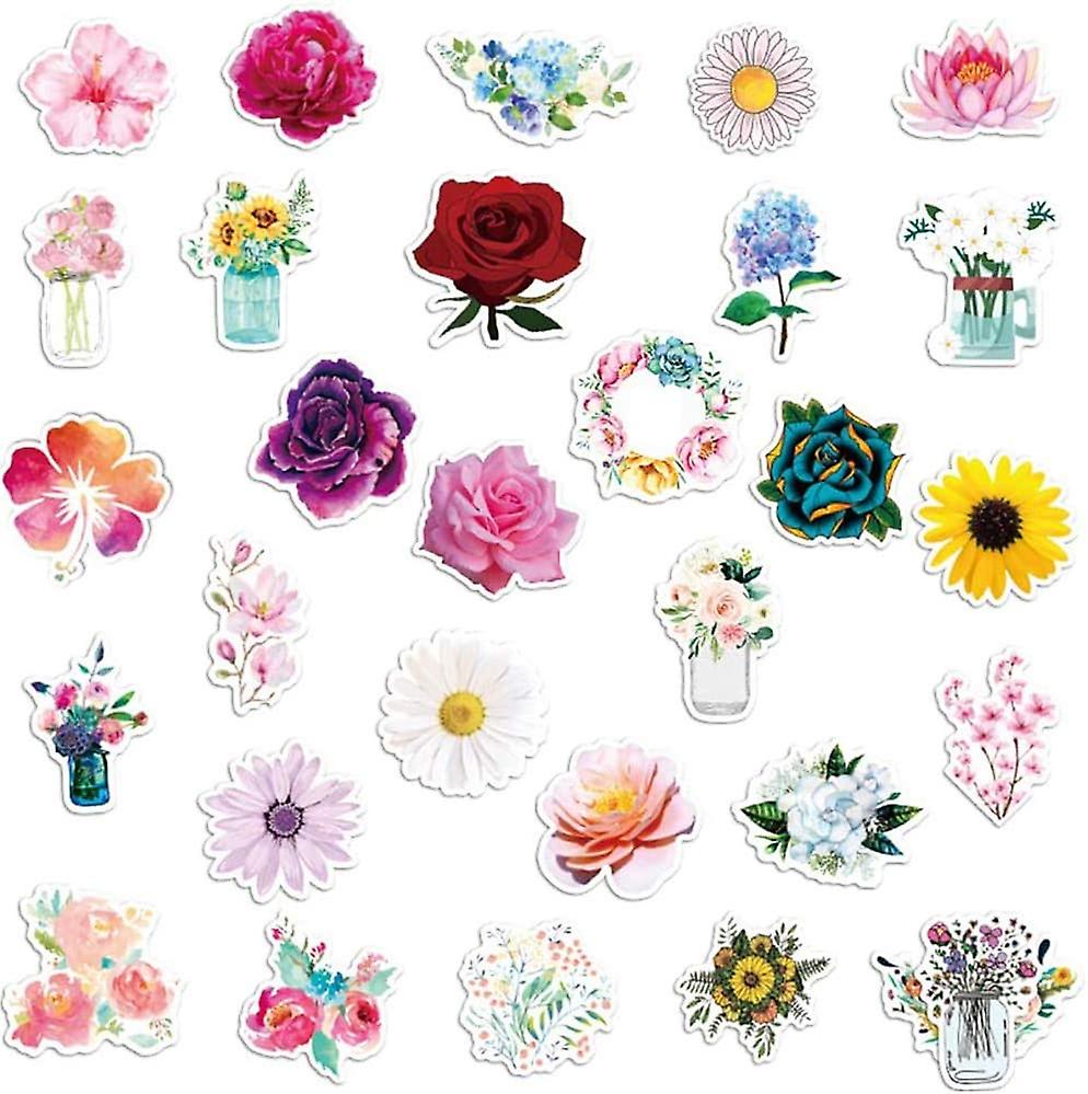 50 Pcs Flower Stickers, Aesthetic Stickers, Cute Stickers, Vinyl ...